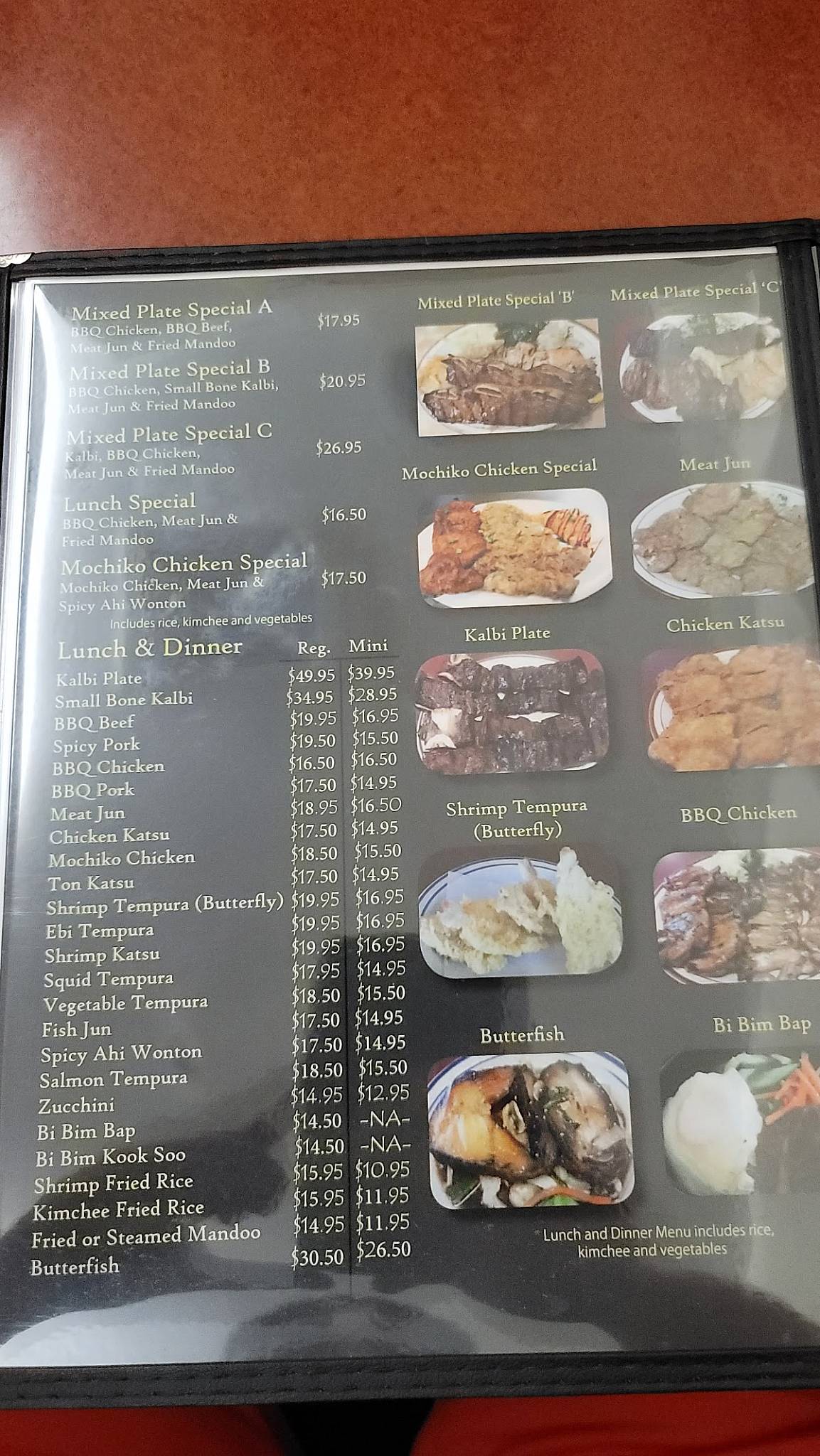 Menu at Kim Chee Restaurant 7, Aiea