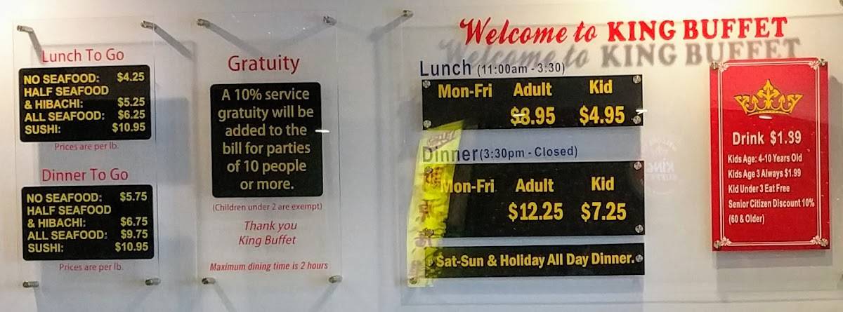 Menu at King Buffet restaurant, Taylorsville, The Family Center at ...