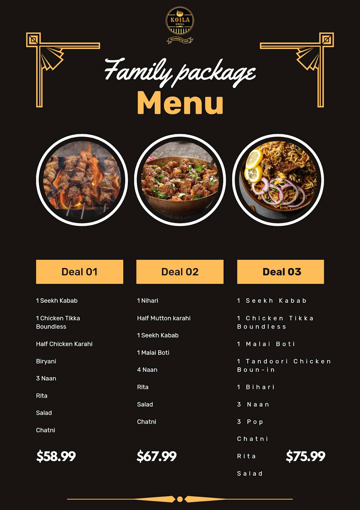 Menu at Koi La Grill Halal BBQ Grill & Catering Services, Toronto