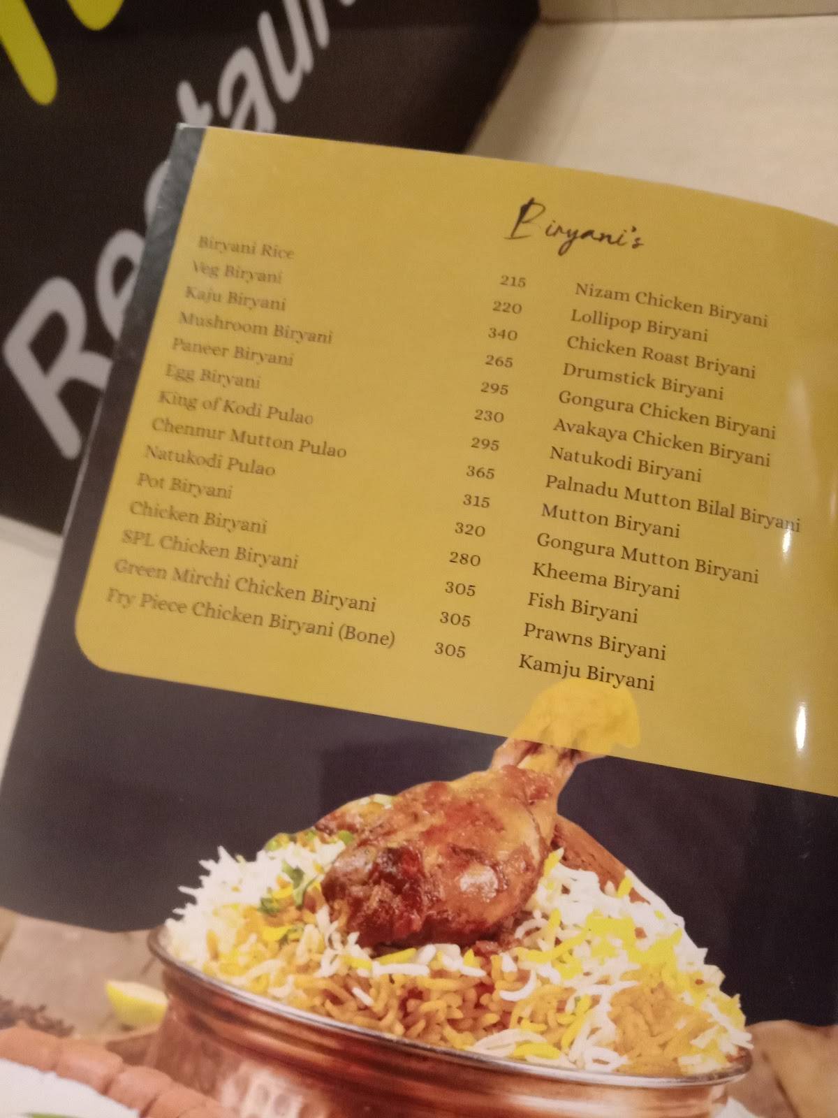Menu at Kritunga Restaurant, Hyderabad, Road no82