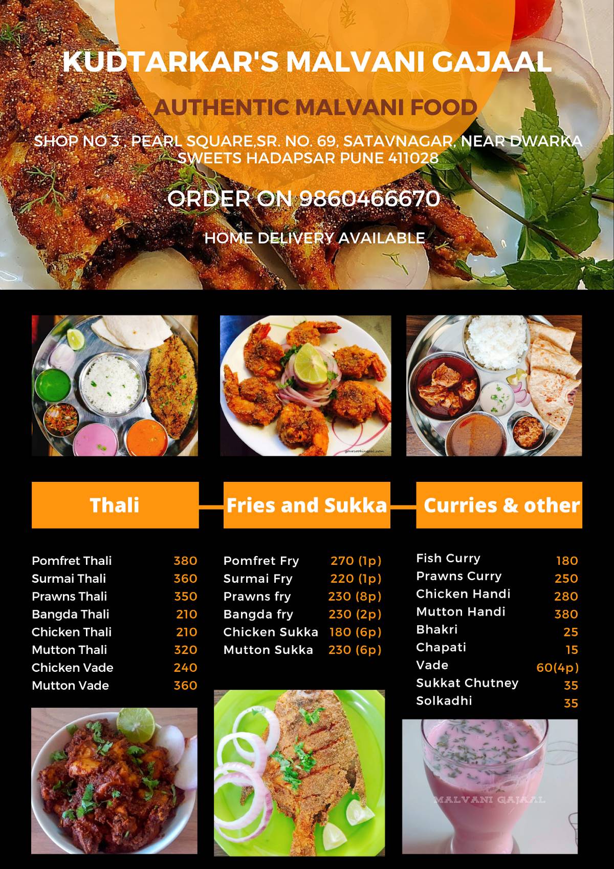 Menu at Kudtarkar's Malvani Gajaal, Pune