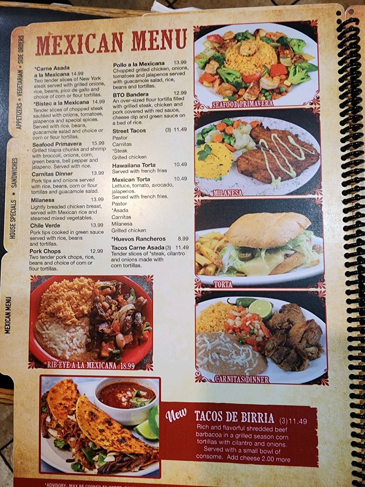 Menu at La Cabana Mexican Restaurant, Warner Robins