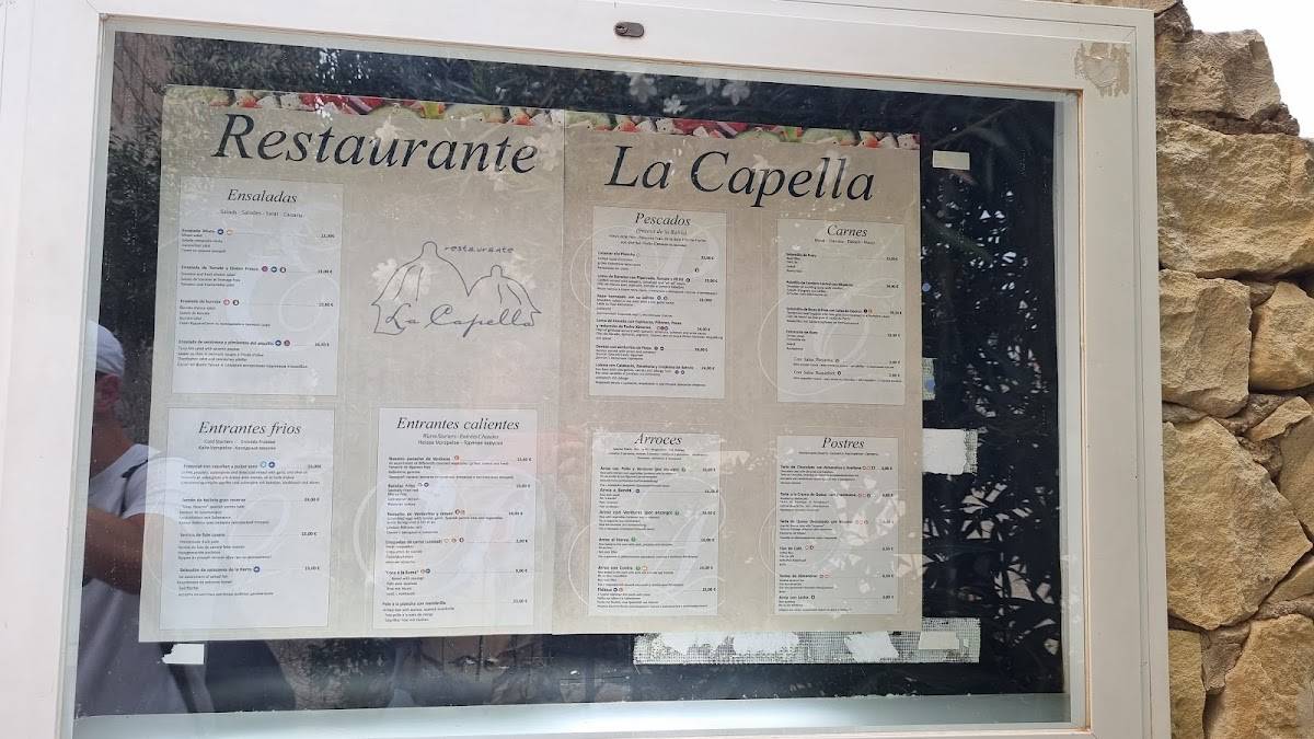 Carta del restaurante La Capella, Altea