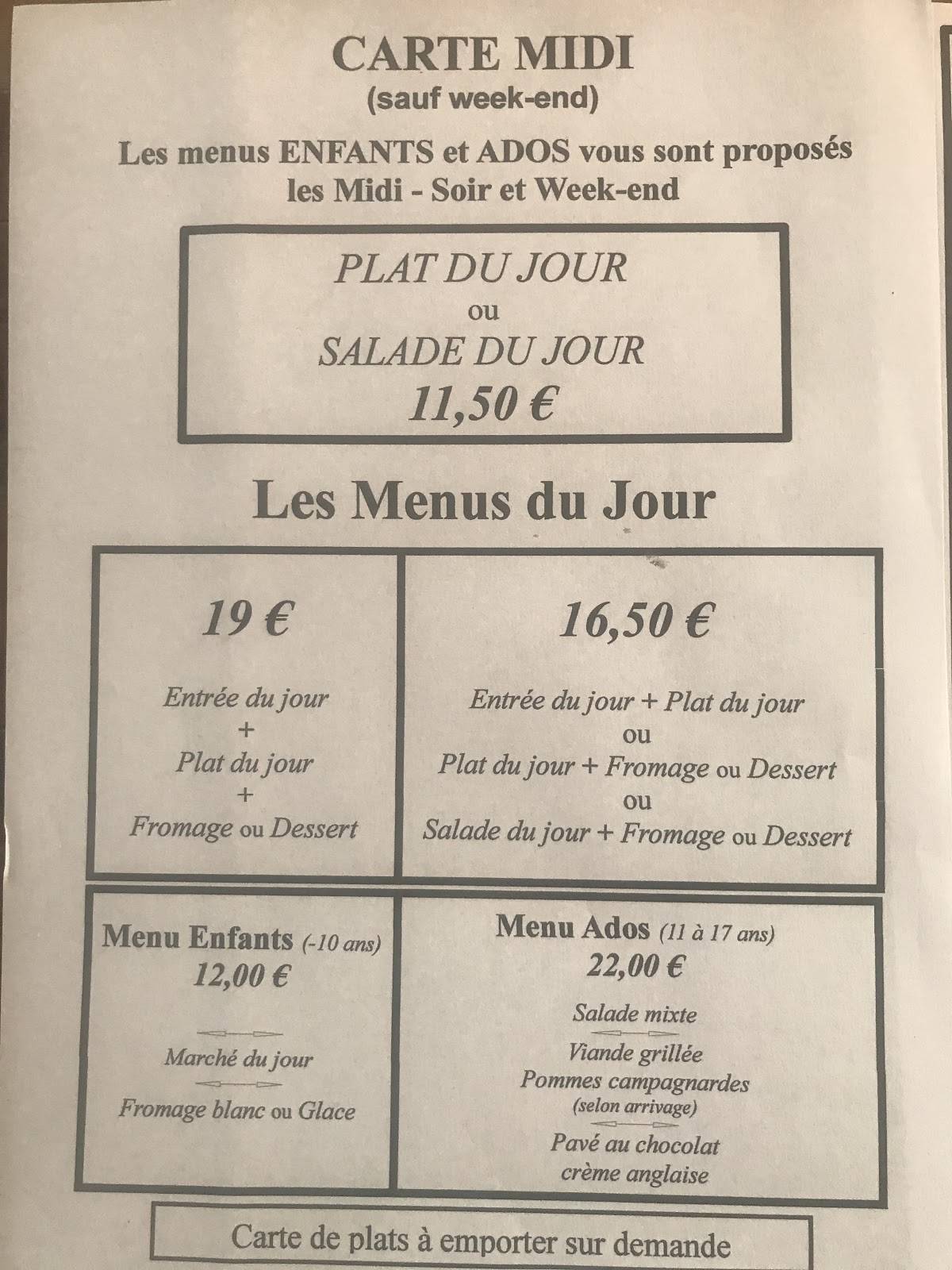Menu au La Maison Bleue restaurant, Trévoux