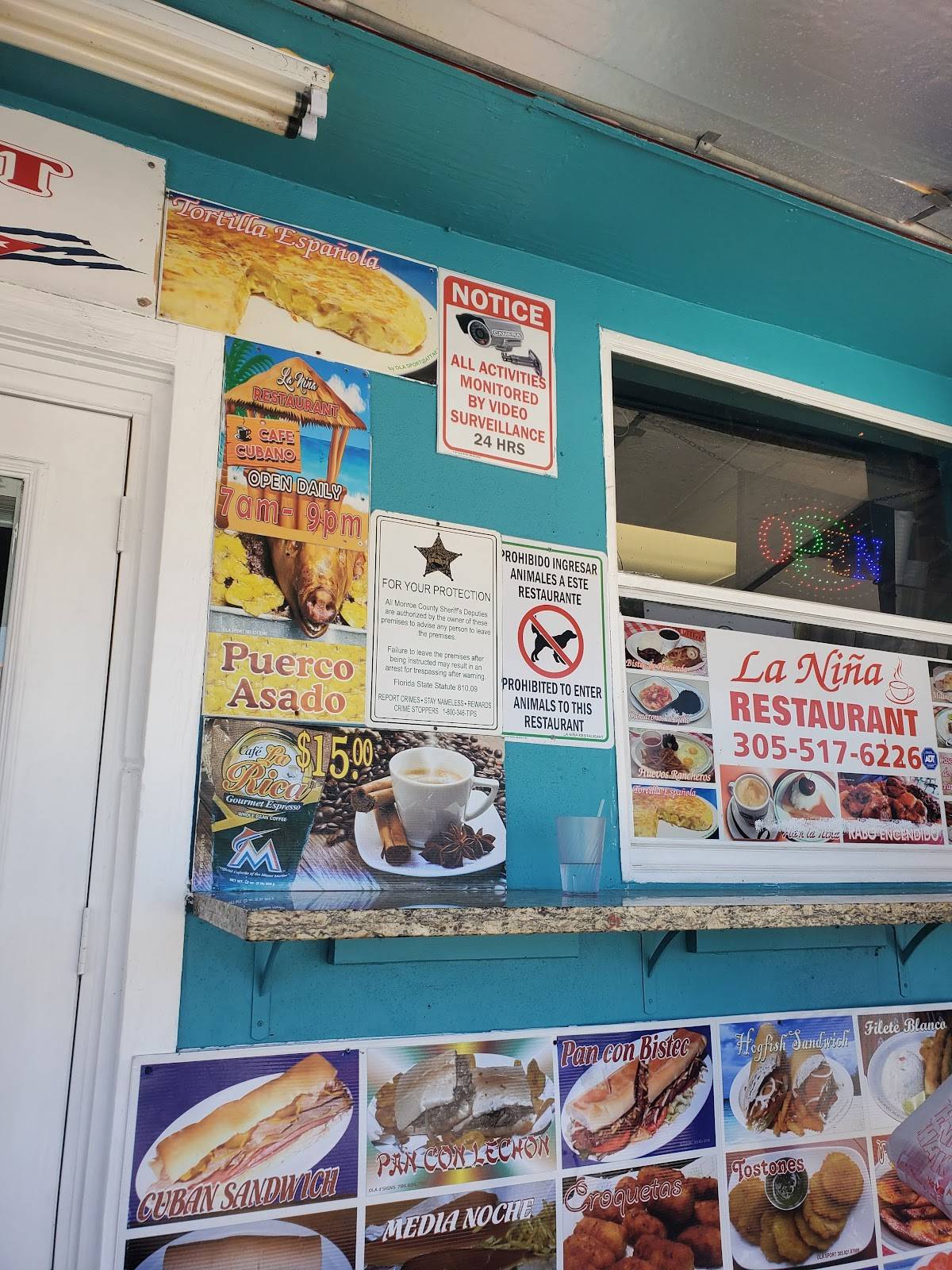 Menu at La Niña Restaurant, Marathon, Overseas Hwy