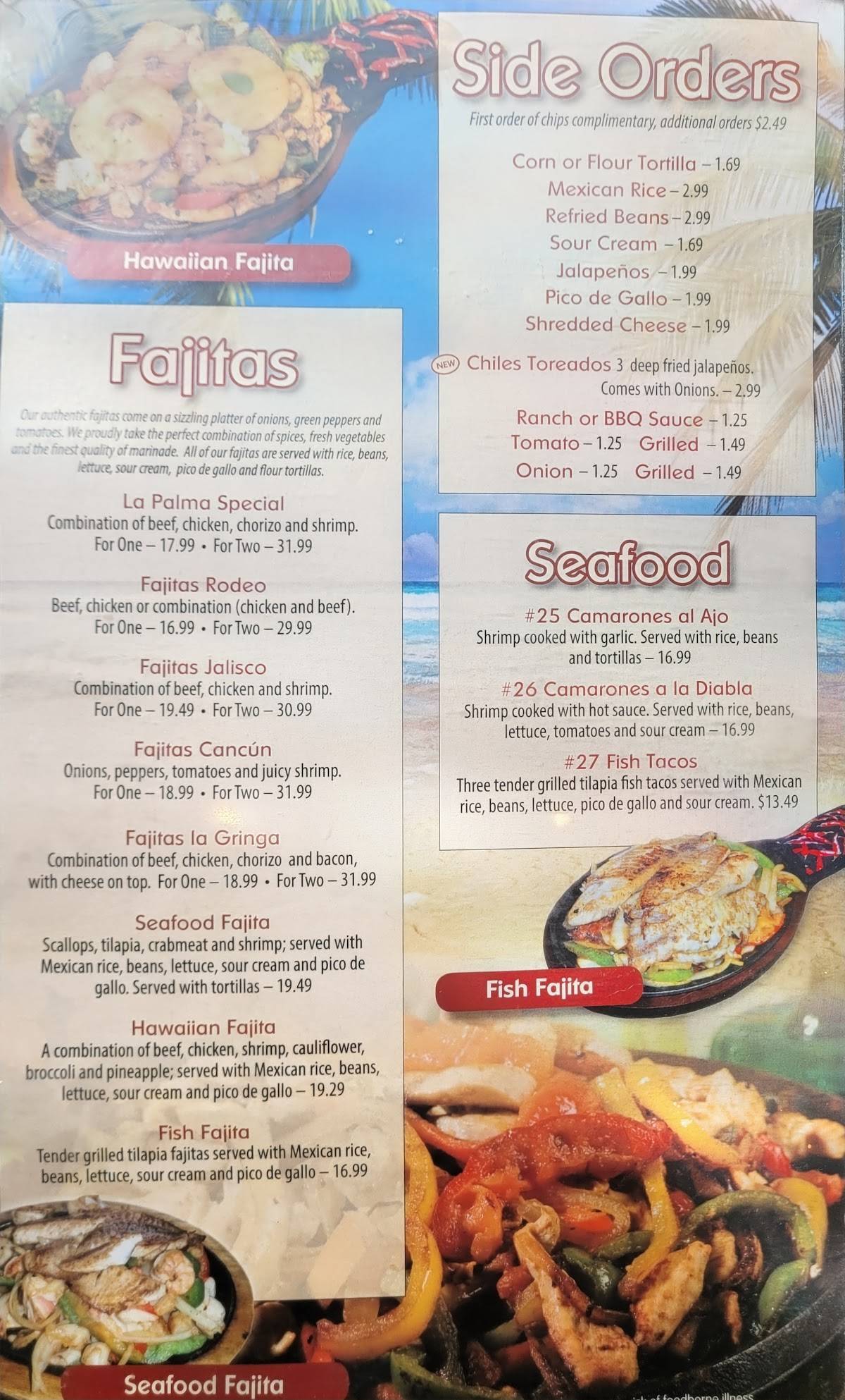 Menu at La Palma Mexican Restaurant - Urbana, Urbana
