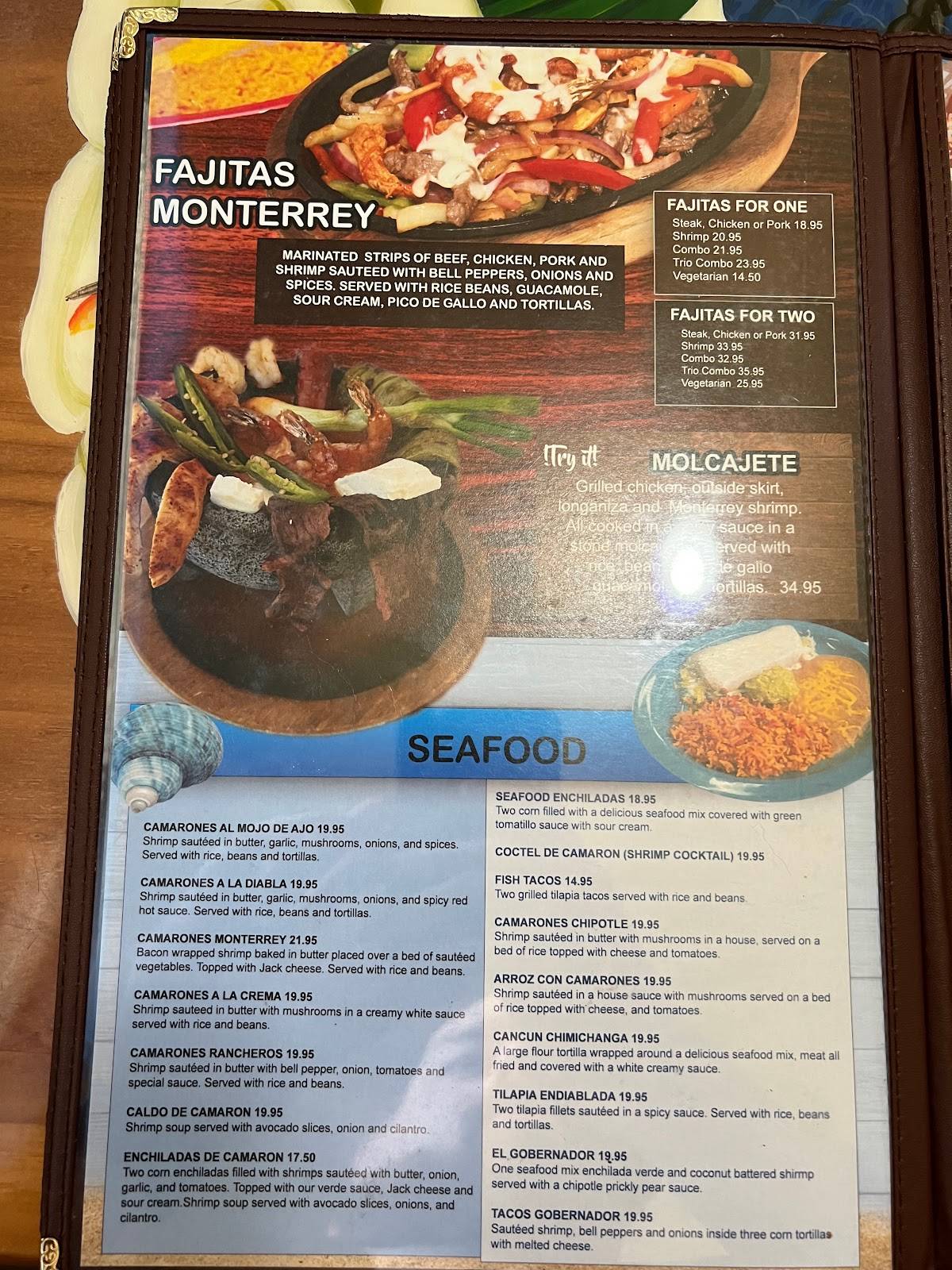 Menu at La Roca restaurant, Albany