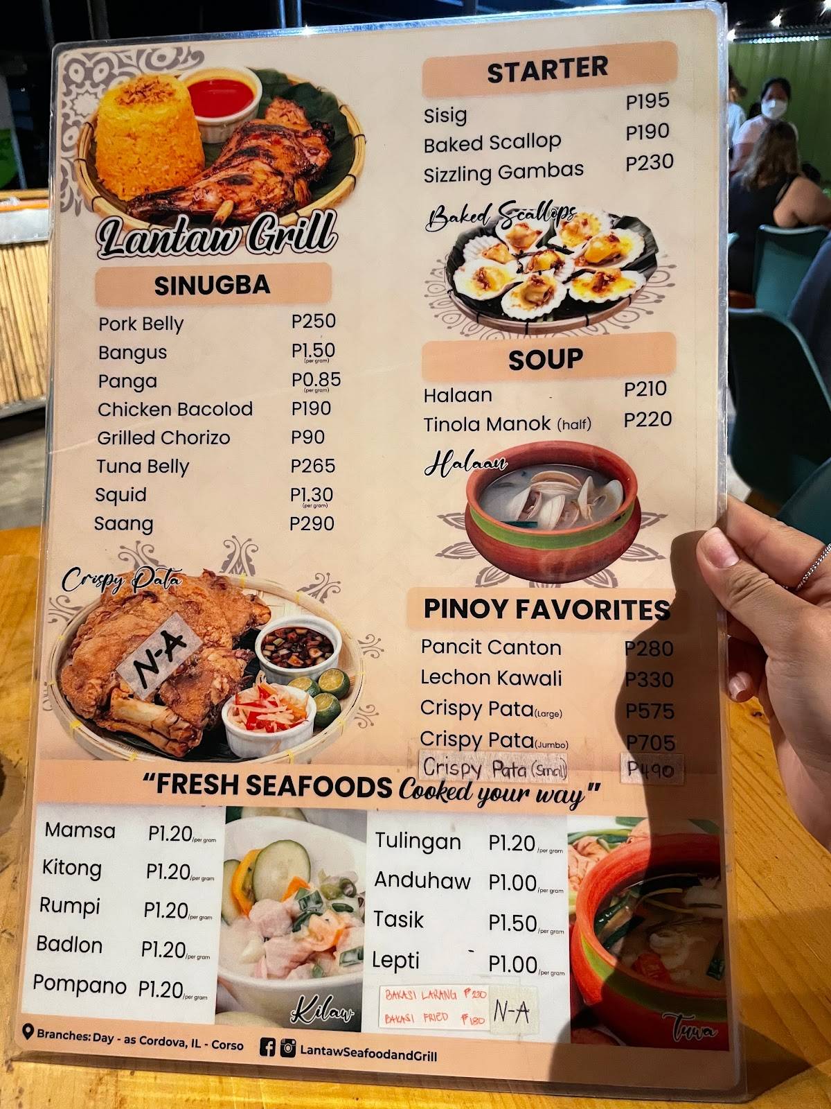 Menu at Lantaw Floating Native Restaurant - Cordova, Cebu City
