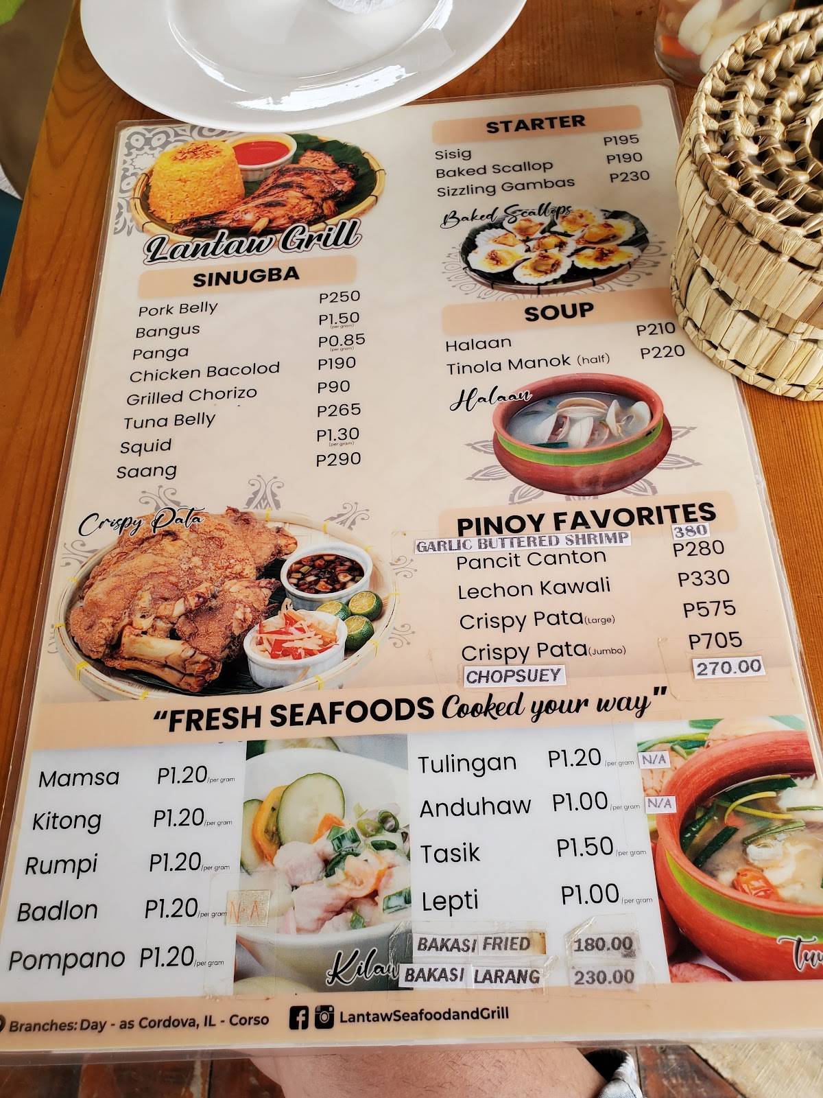 Menu at Lantaw Floating Native Restaurant - Cordova, Cebu City