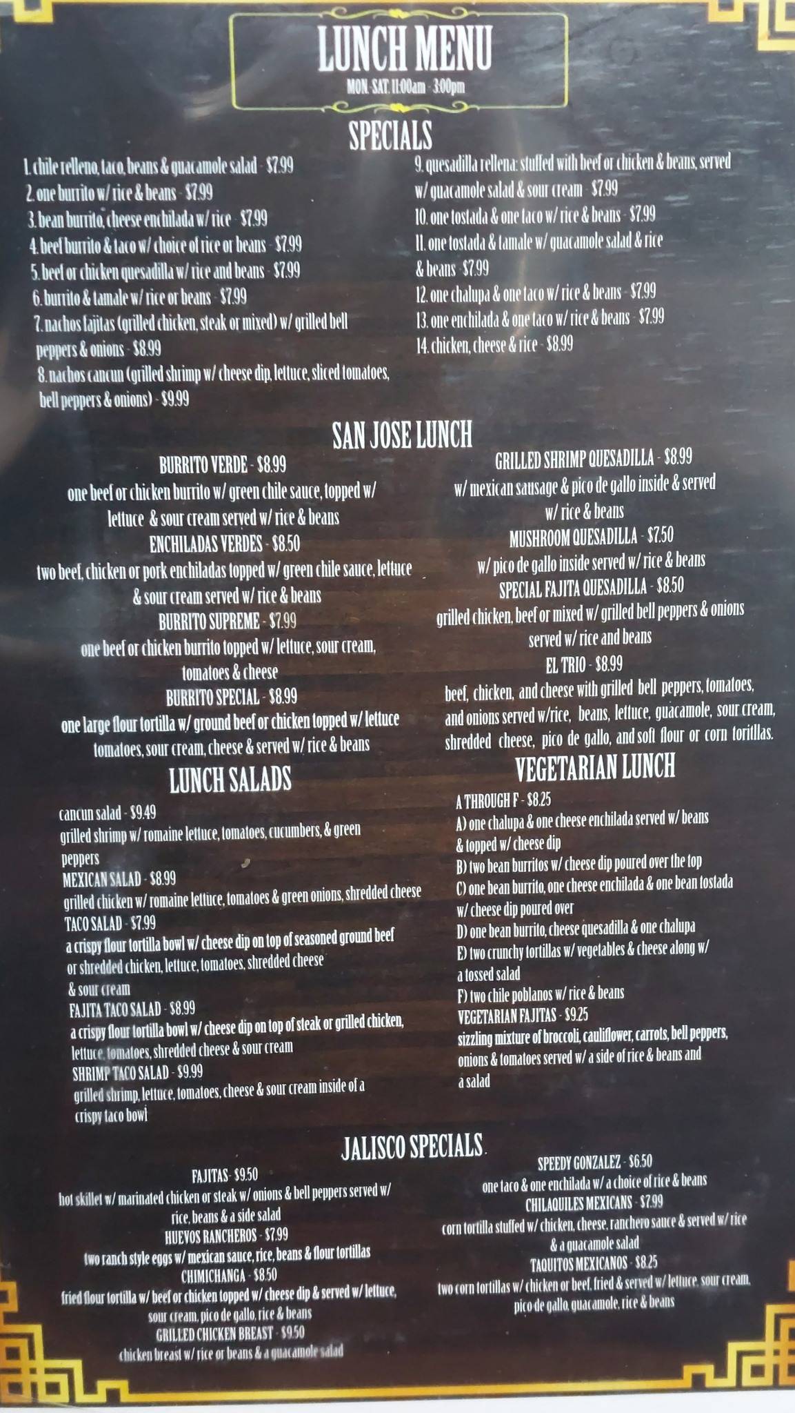 Menu at Las Brisas Authentic Mexican Restaurant, Pevely
