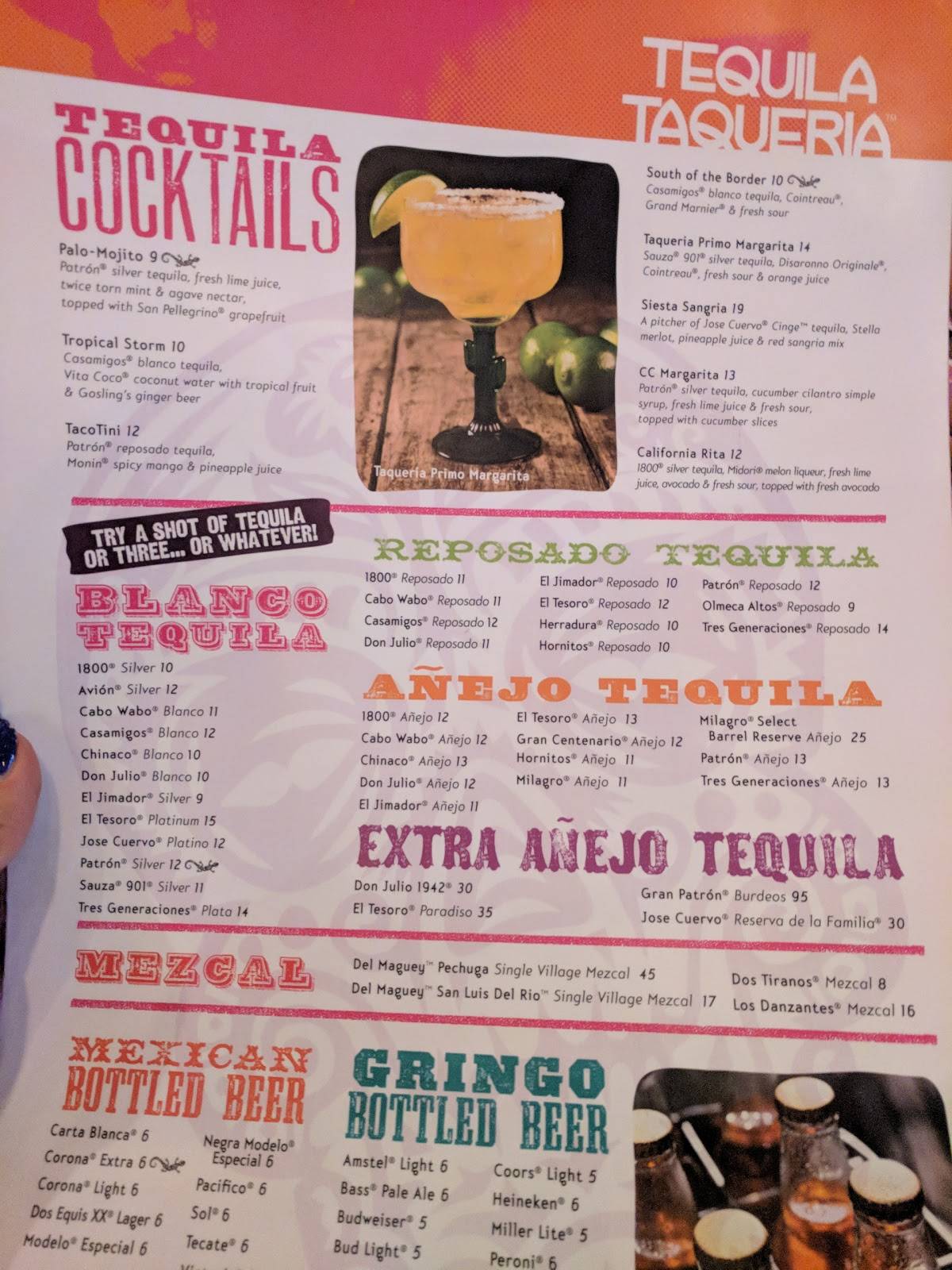 Menu at Tequila Taqueria pub & bar, Las Vegas, Las Vegas Blvd S