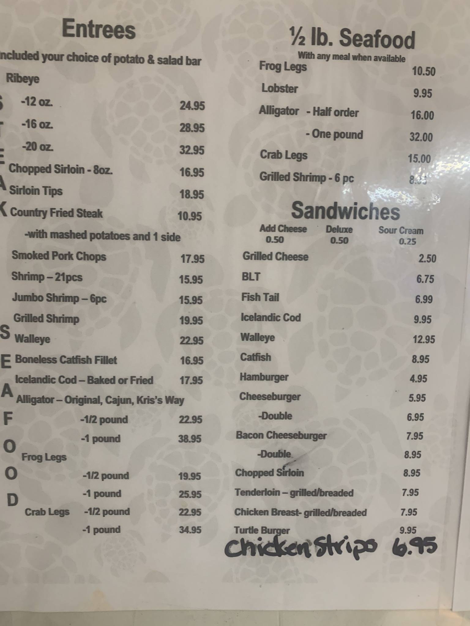 Menu at Turtles restaurant and pub, Laurel