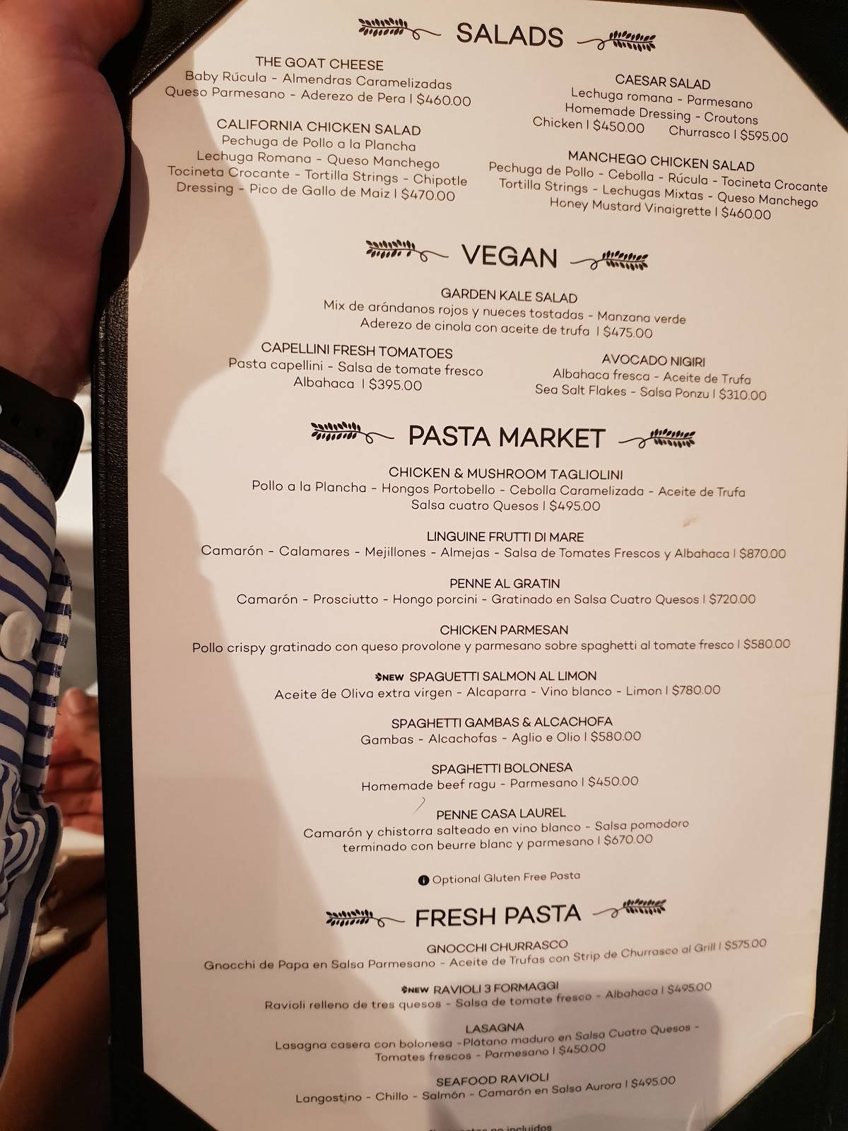 Carta del restaurante Laurel, Santo Domingo