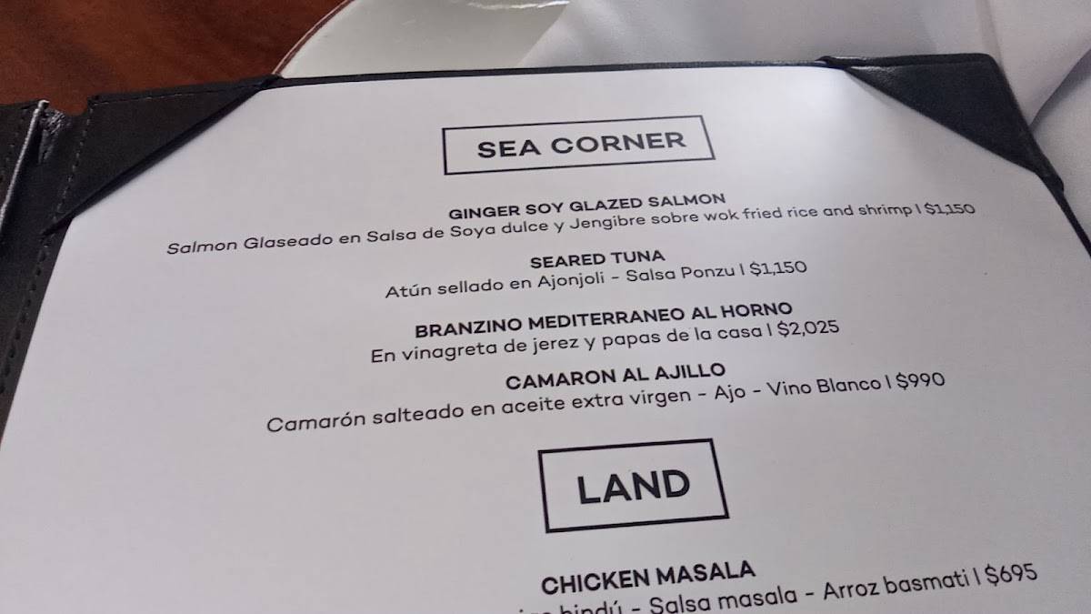 Menu at Laurel restaurant, Santo Domingo