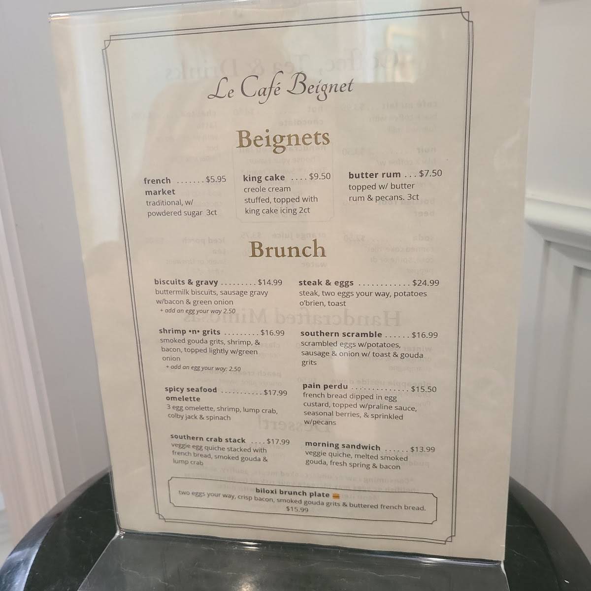 Menu at Le Cafe’ Beignet by the Original Beignet Factory, Biloxi, 124 ...