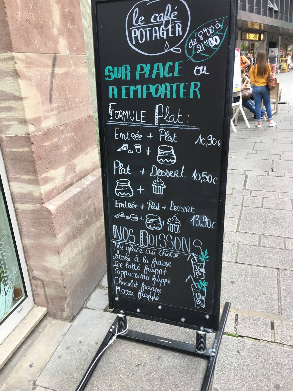 Menu at Le Café Potager, Strasbourg, 5 Rue des Francs-Bourgeois