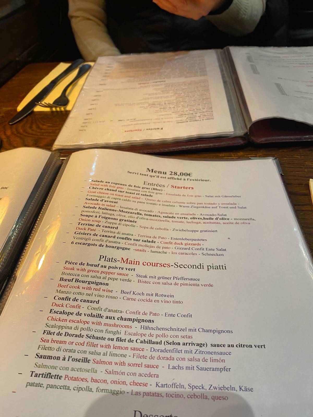 Menu at Le Marmiton de Lutèce restaurant, Paris, 6 Rue Saint-Séverin