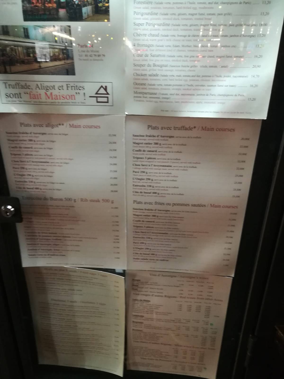 Menu au Le Plomb du Cantal Rive Droite restaurant, Paris, 4 Boulevard ...
