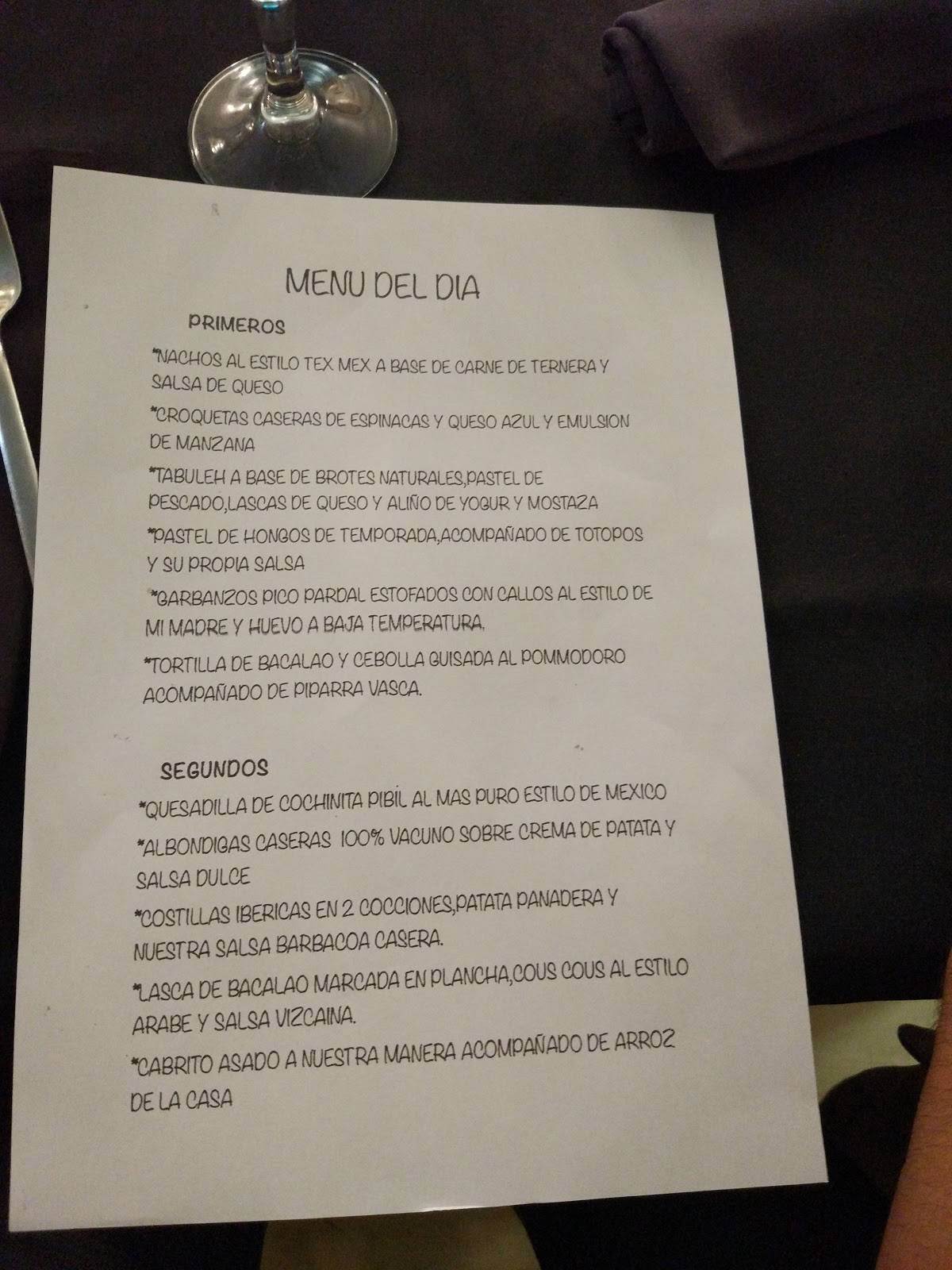 Carta de Entredós Gastrobar Restaurante, León