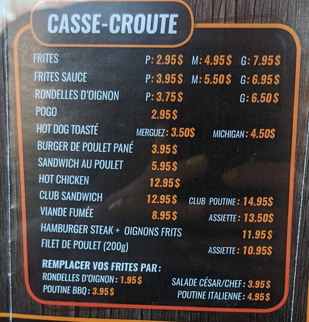 Menu at Les Frères Grillés restaurant, Longueuil