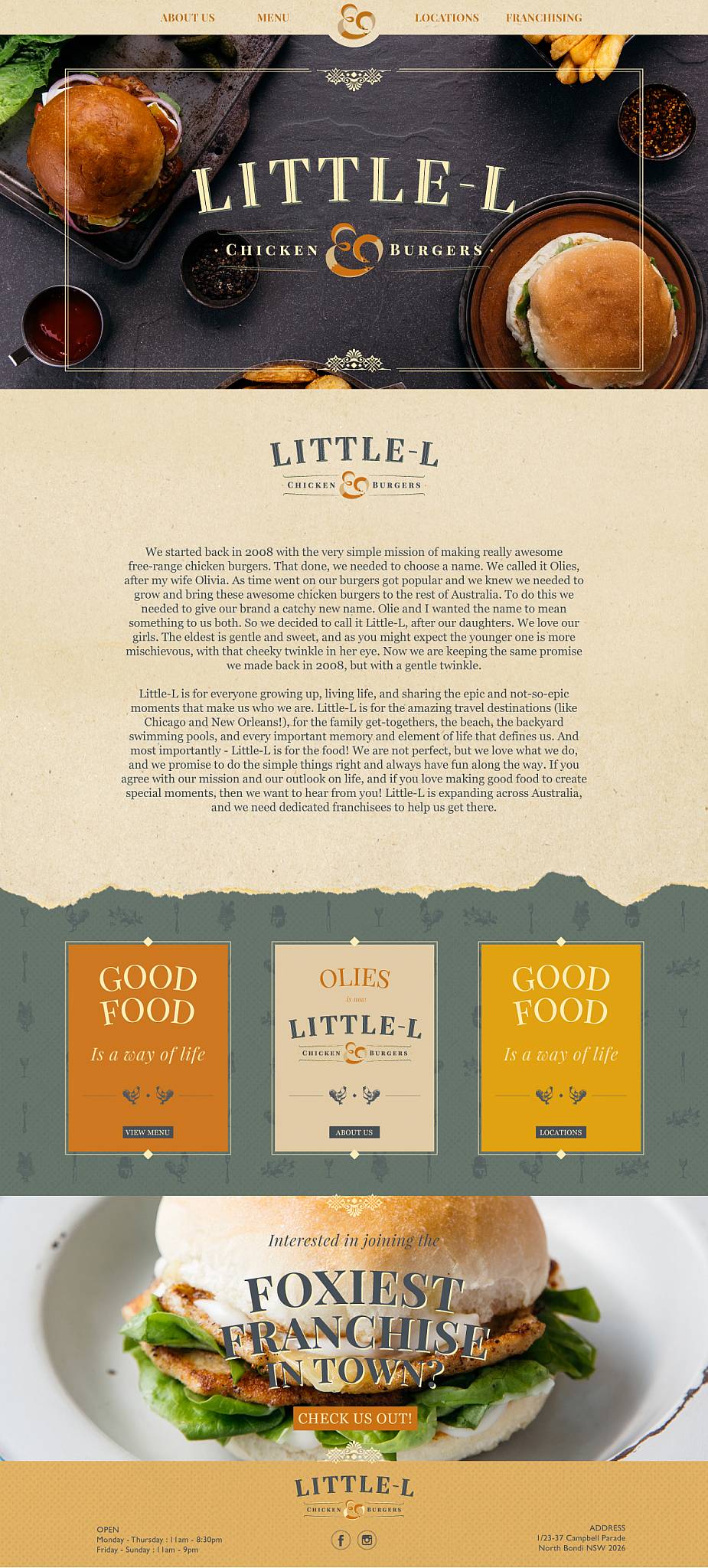 Menu at Little L Burgers restaurant, North Bondi