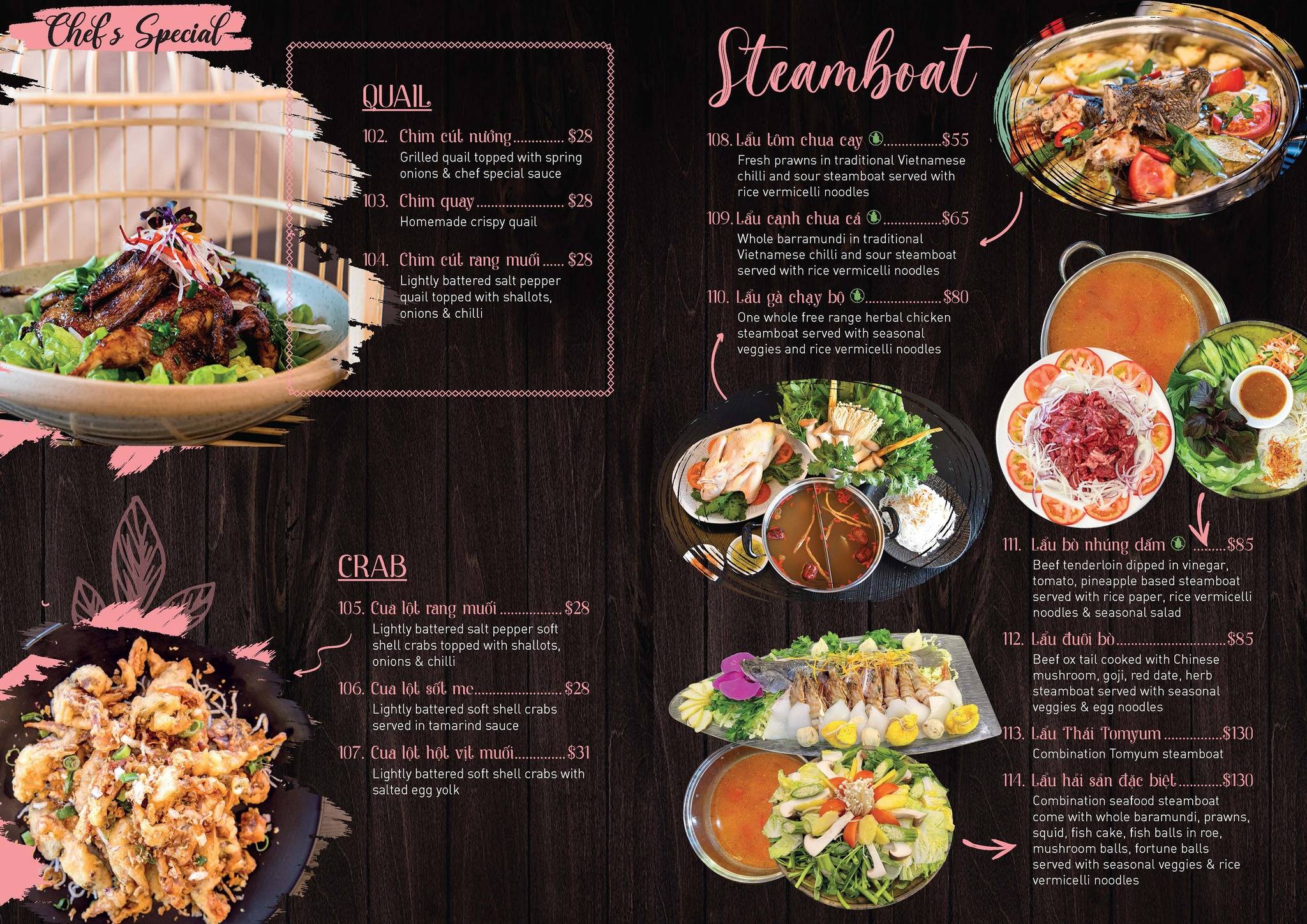 Menu at Little Viet Restaurant, Morley