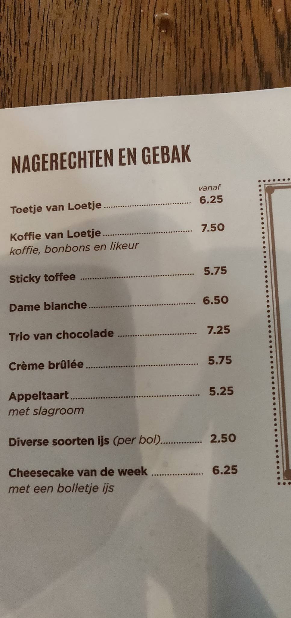 Speisekarte von Loetje Nijmegen, Nijmegen