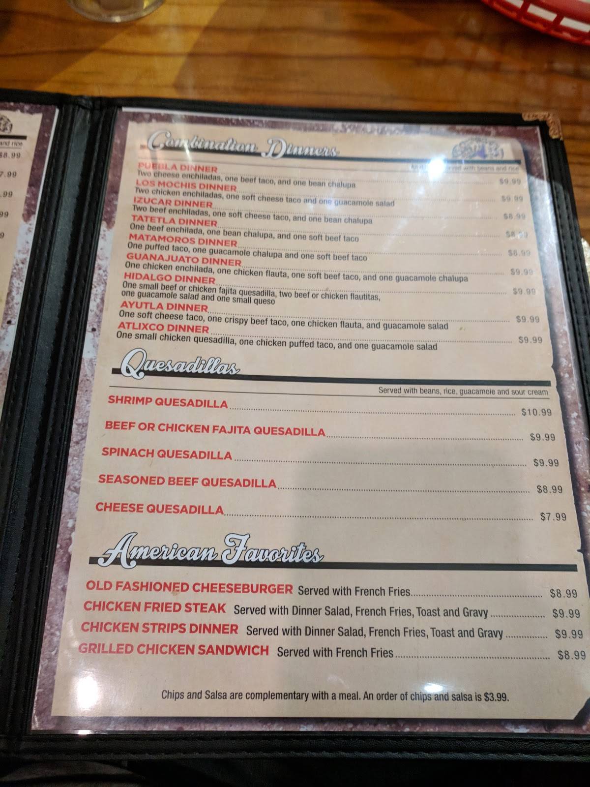 Menu at Los Mochis Restaurant, Commerce