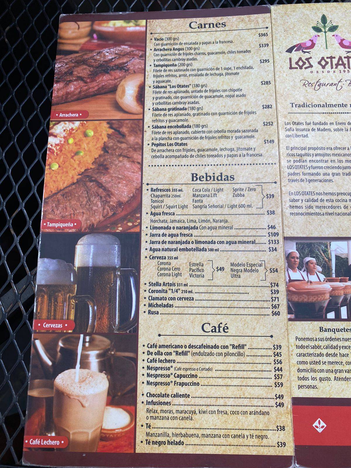 Carta del restaurante Los Otates Acueducto, Zapopan, Real del Acueducto 405