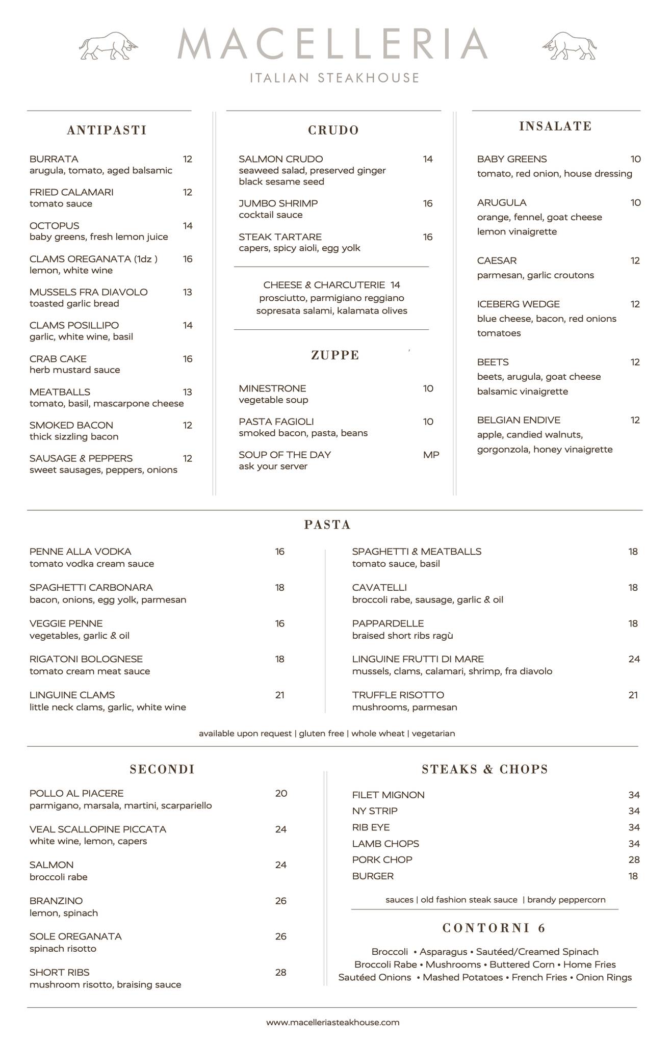 Menu at Macelleria Italian Steakhouse Armonk, Armonk