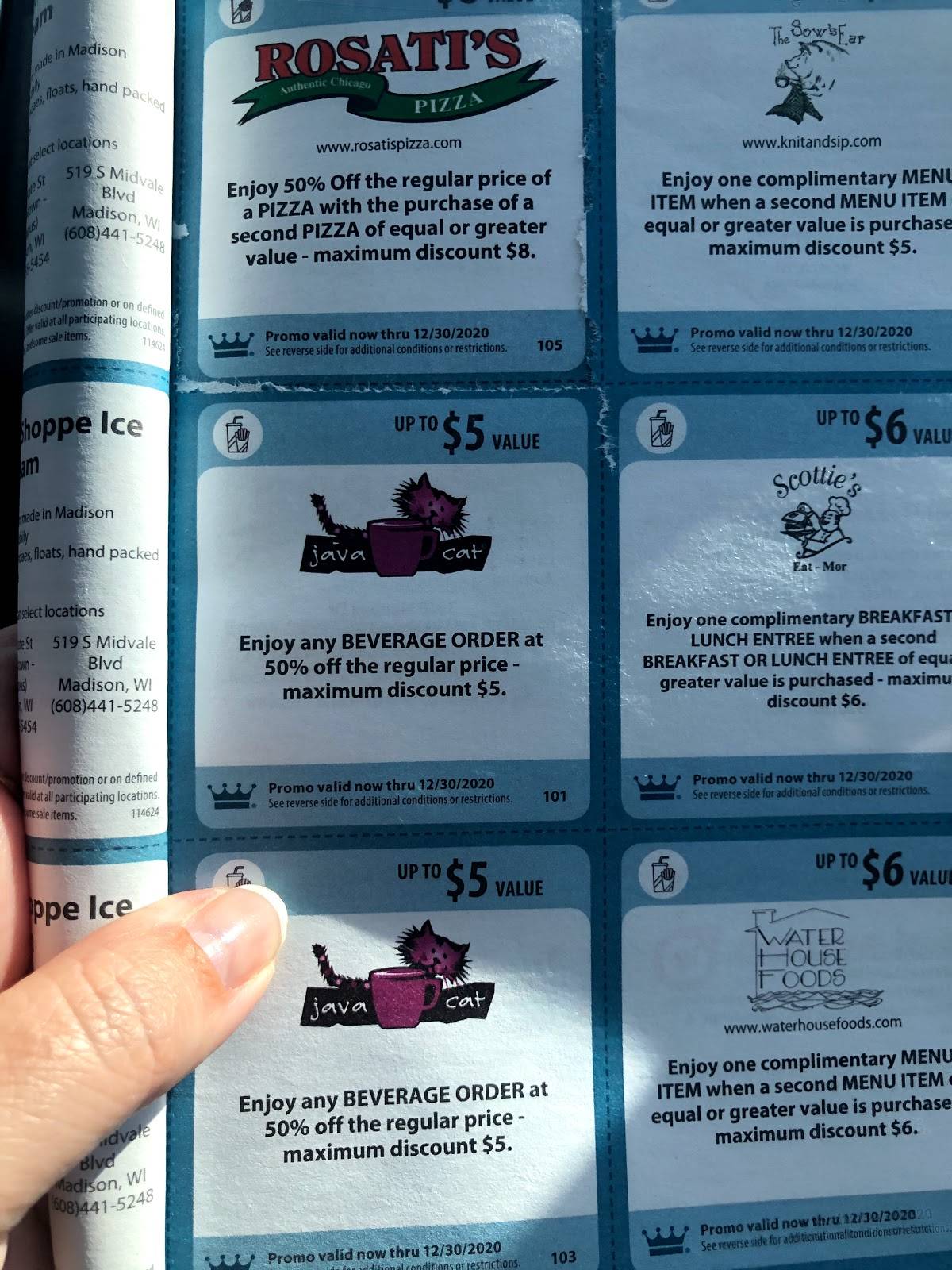 Menu at Java Cat Coffee House, Madison