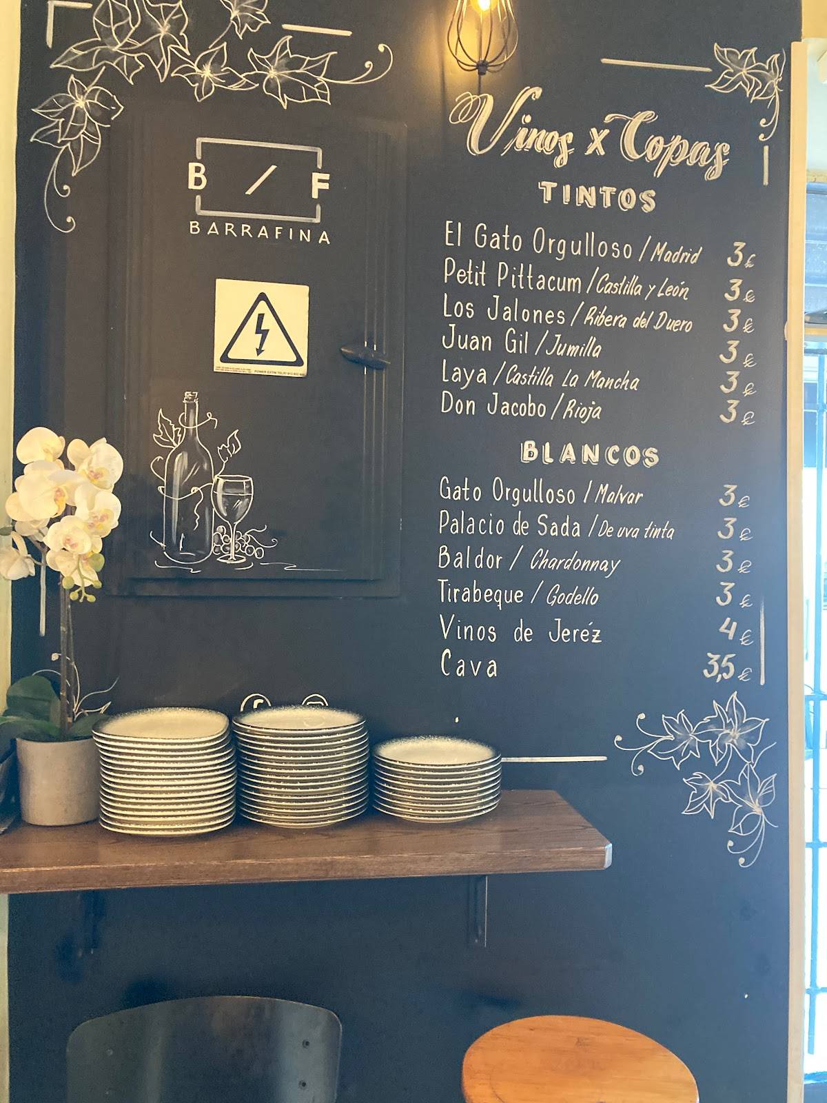 Carta de Restaurante BarraFina, Madrid