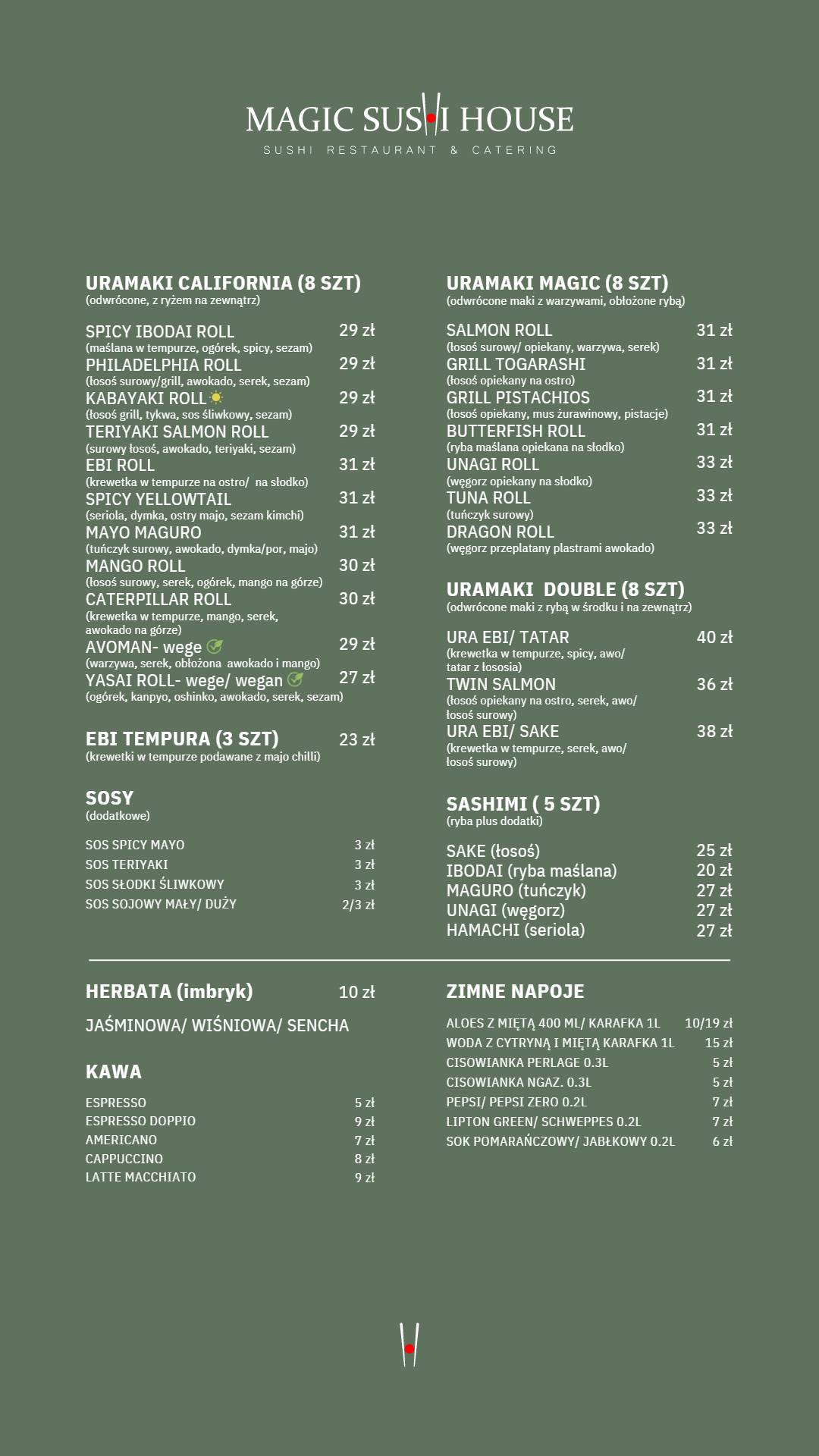Menu at Magic Sushi House restaurant, Wegrow