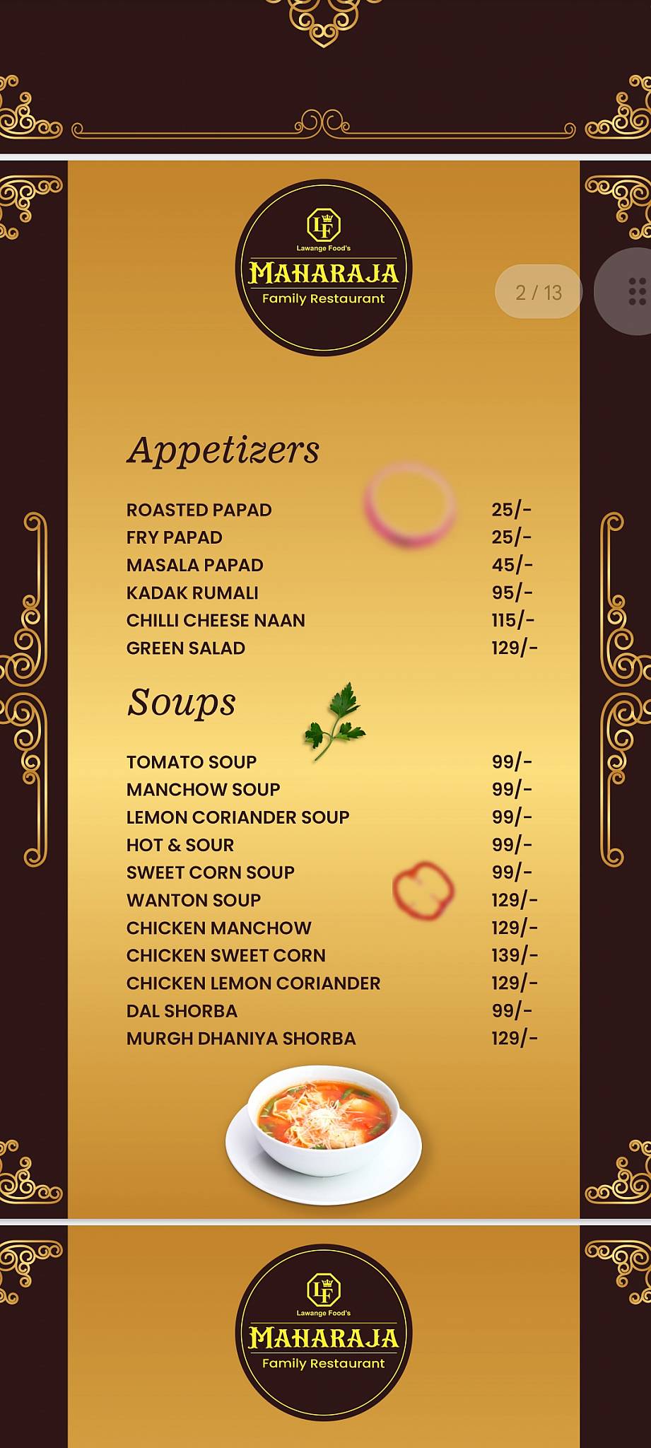Menu at Maharaja Family Restaurant, Pune, Maharaja Family Restaurant