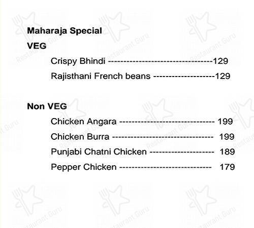 Menu at Maharaja Kitchen, Hyderabad
