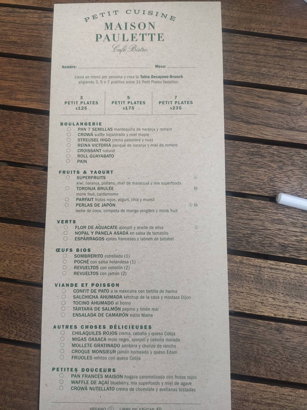 Menu at Maison Paulette - Petite Cuisine restaurant, Zapopan