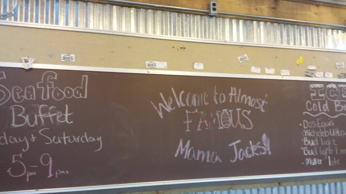 Menu at Mama Jack's restaurant, Kountze