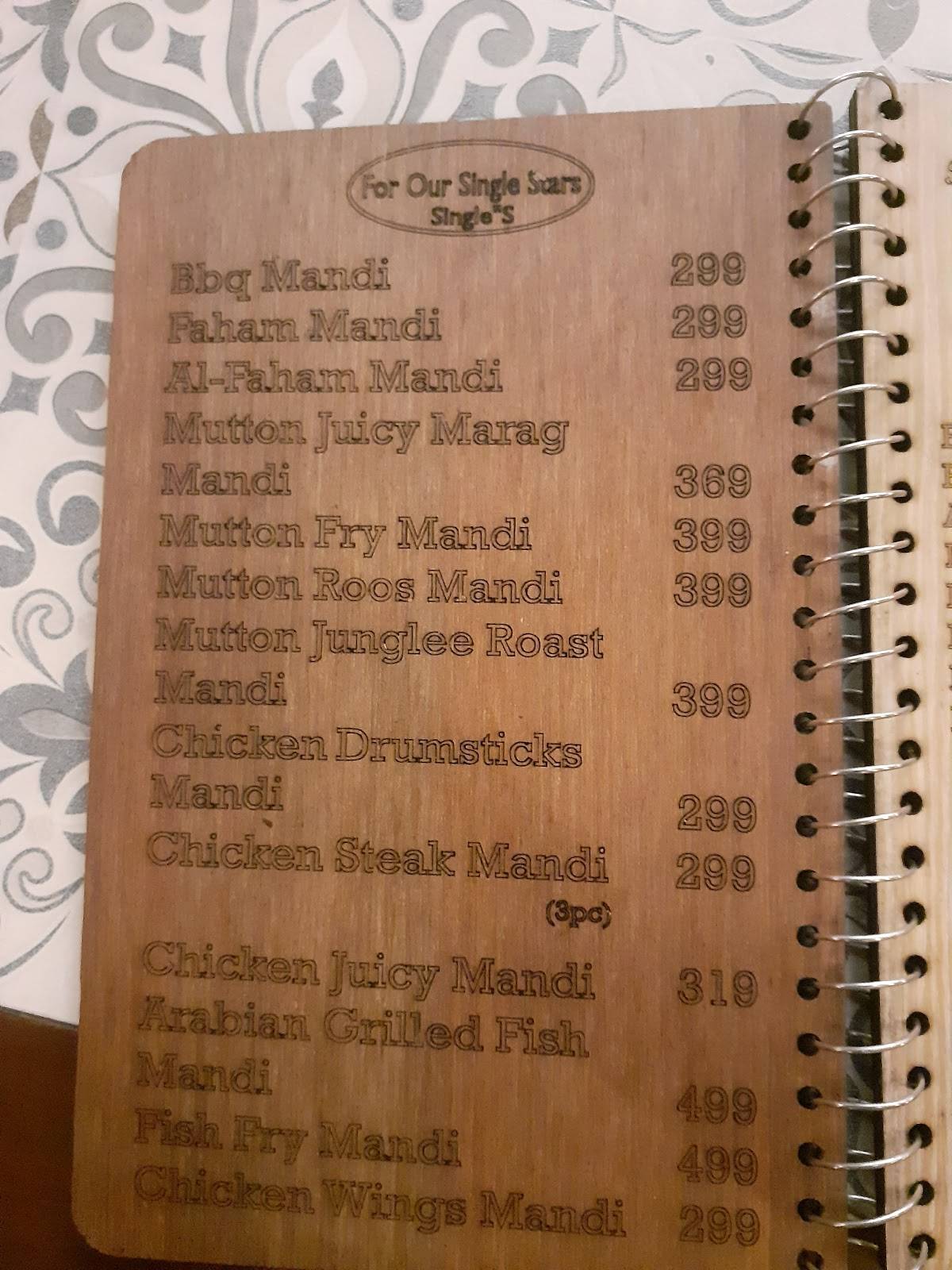 Menu at Mandi croods Vijayawada, Vijayawada