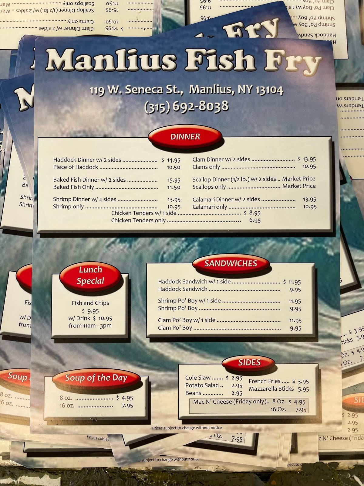 Menu at Manlius Fish Fry & Mediterranean restaurant, Manlius