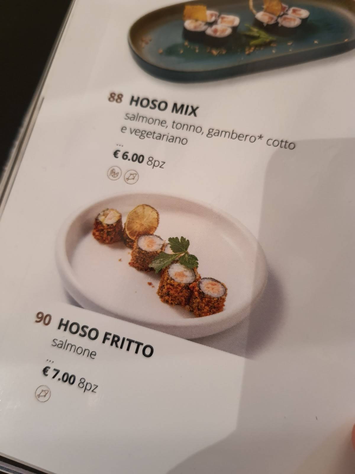 Menu da SushiTO ristorante, Mappano