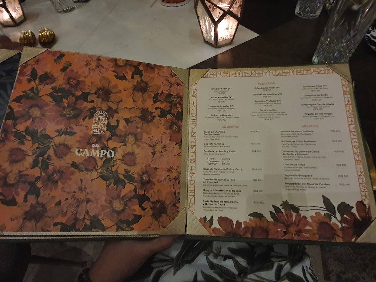 Carta del restaurante Maraca, Santo Domingo