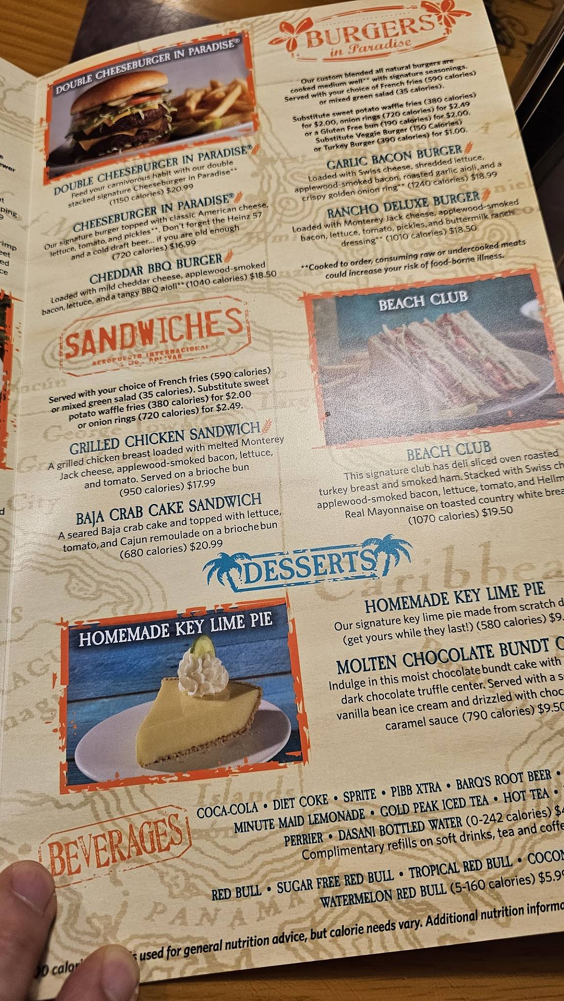 Menu at Margaritaville - Atlantic City pub & bar, Atlantic City