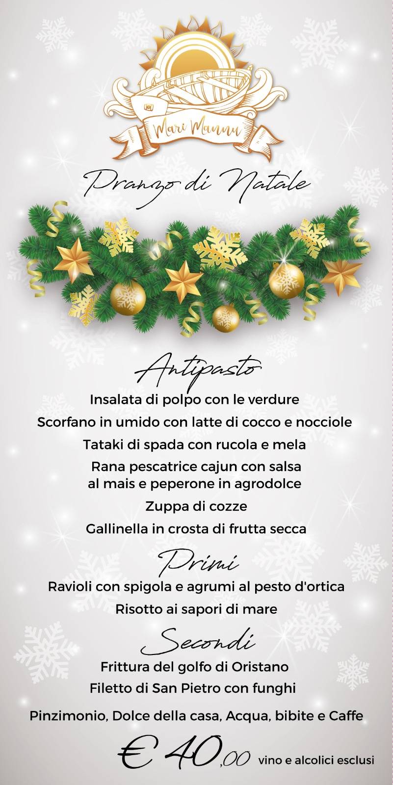 Menu at Ristorante Mari Mannu, Cagliari