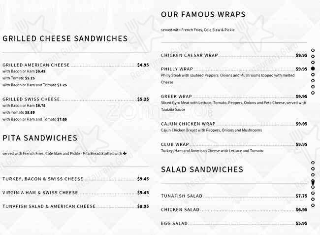 Menu at Marietta Diner restaurant, Marietta