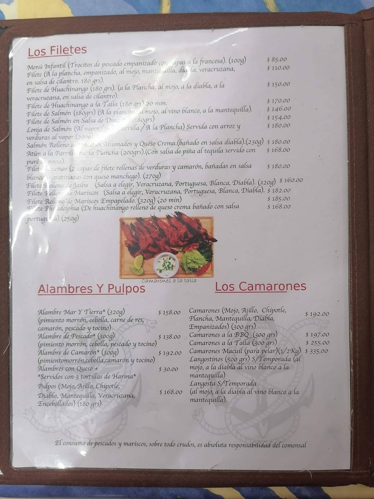 Carta del restaurante Mariscos Altamar, Ciudad del México, C. 7 70b ...