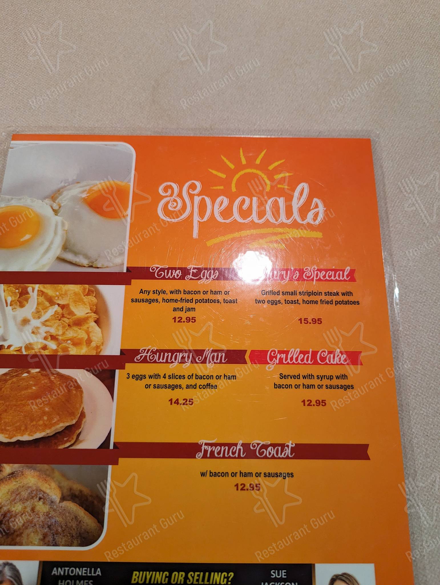 Menu at Mary's Restaurant, Winchester