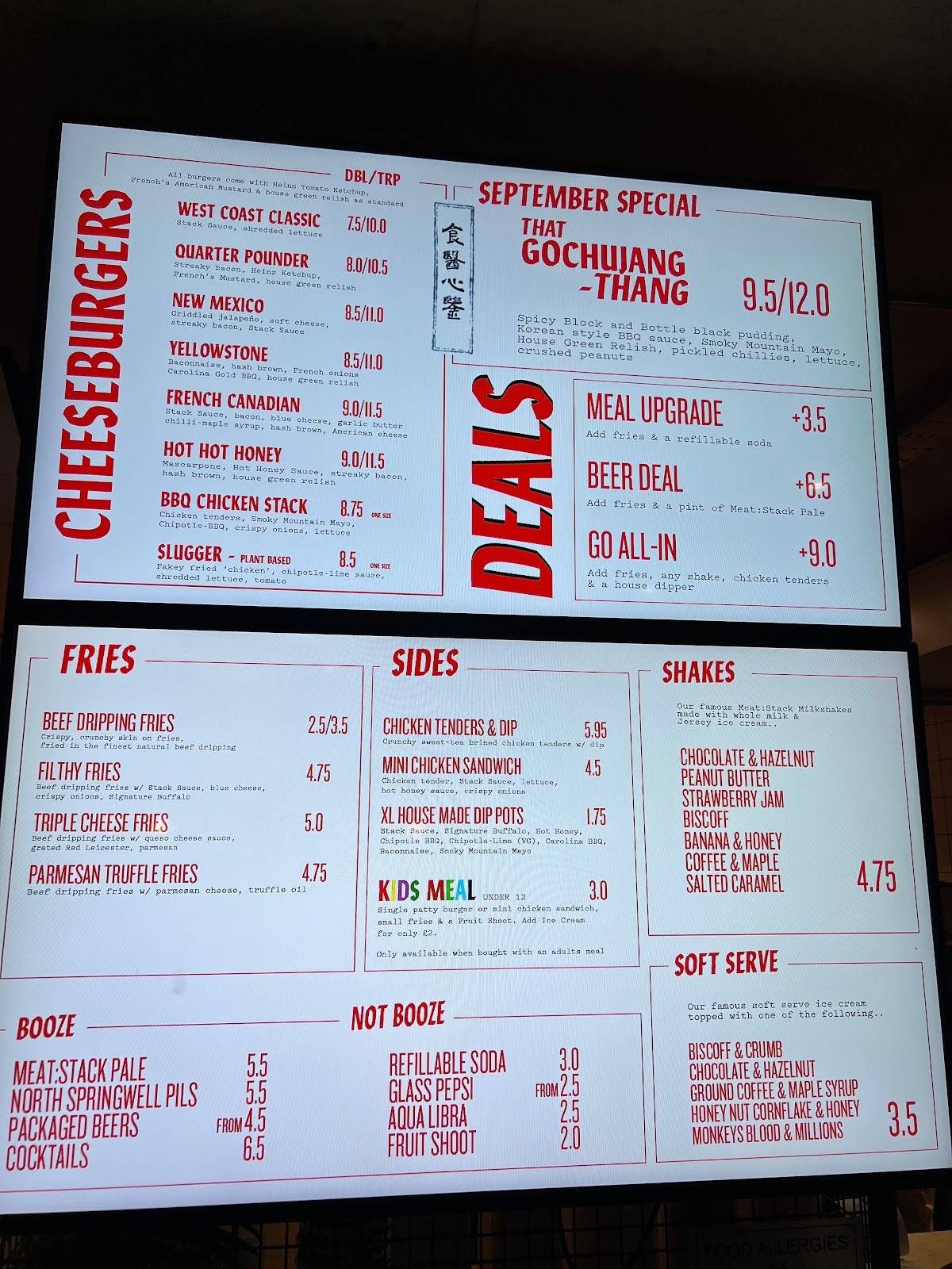 Menu at Meat:Stack restaurant, Leeds