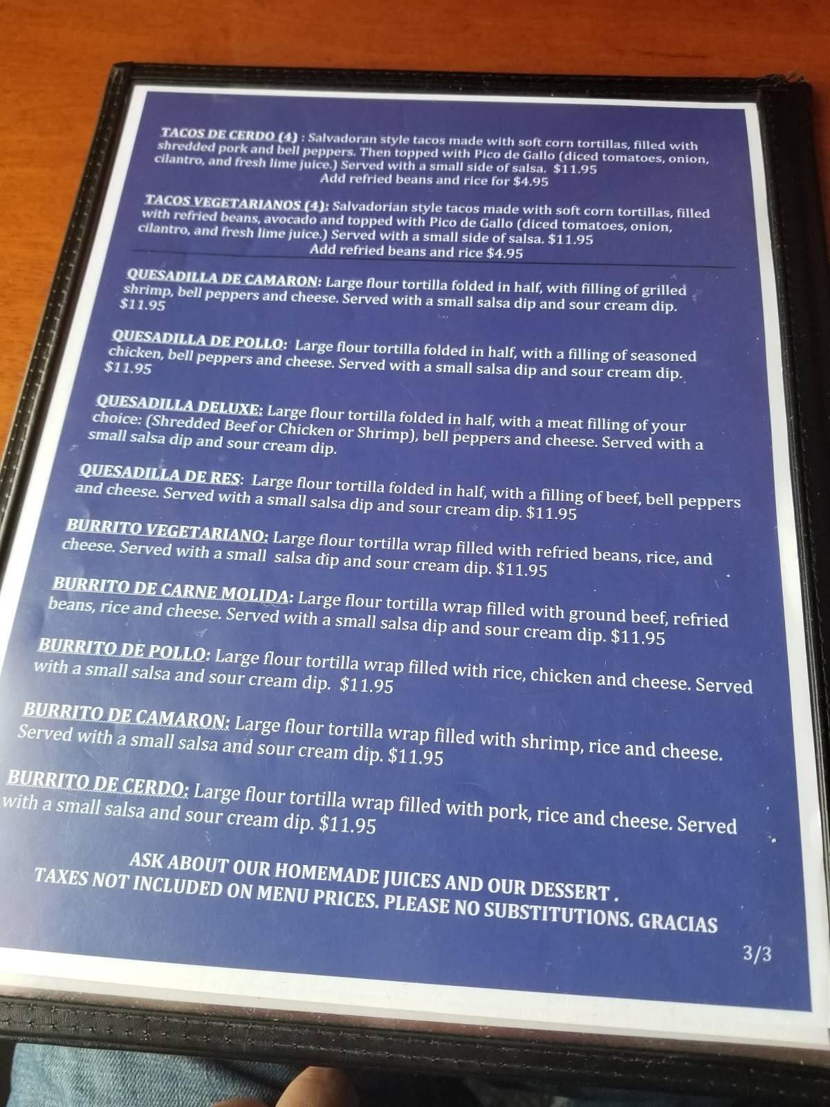 Menu at Mercadito Latino restaurant, Winnipeg, 570 Sargent Ave