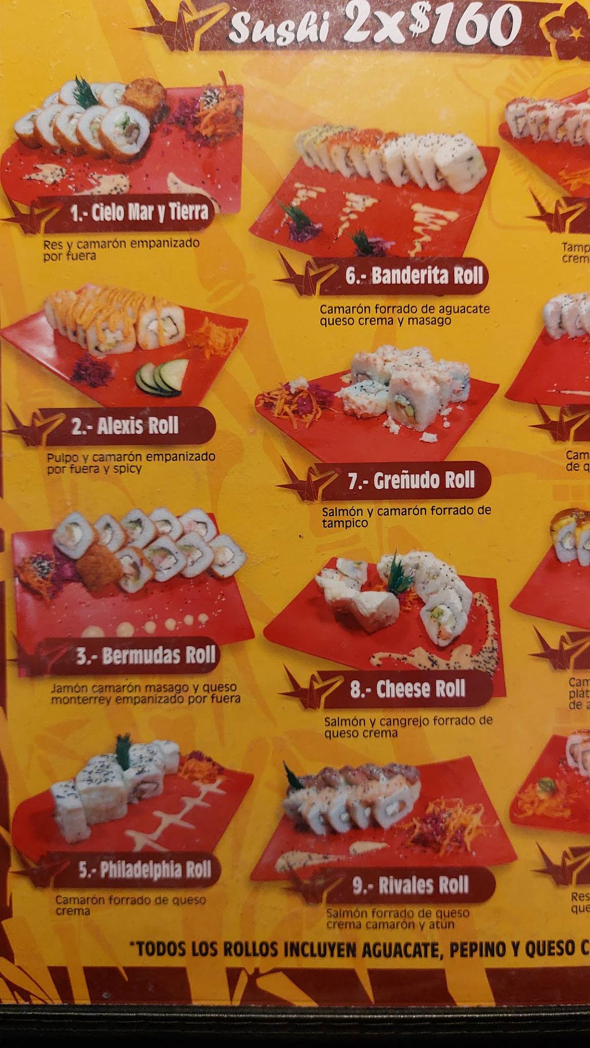 Carta del restaurante ORIGAMI EXPRESS NOVENA, Mexicali, C. Novena 2998