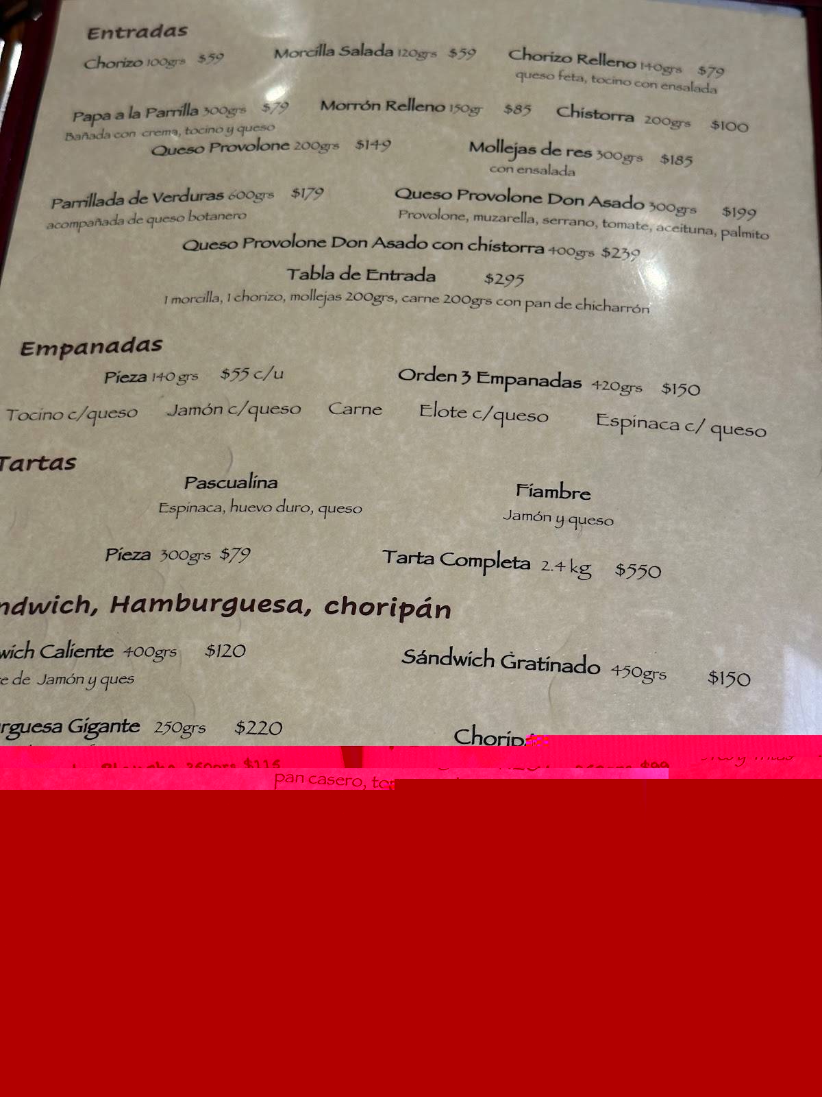 Carta del restaurante Don Asado Rio Lerma, Ciudad del México, C. Río ...